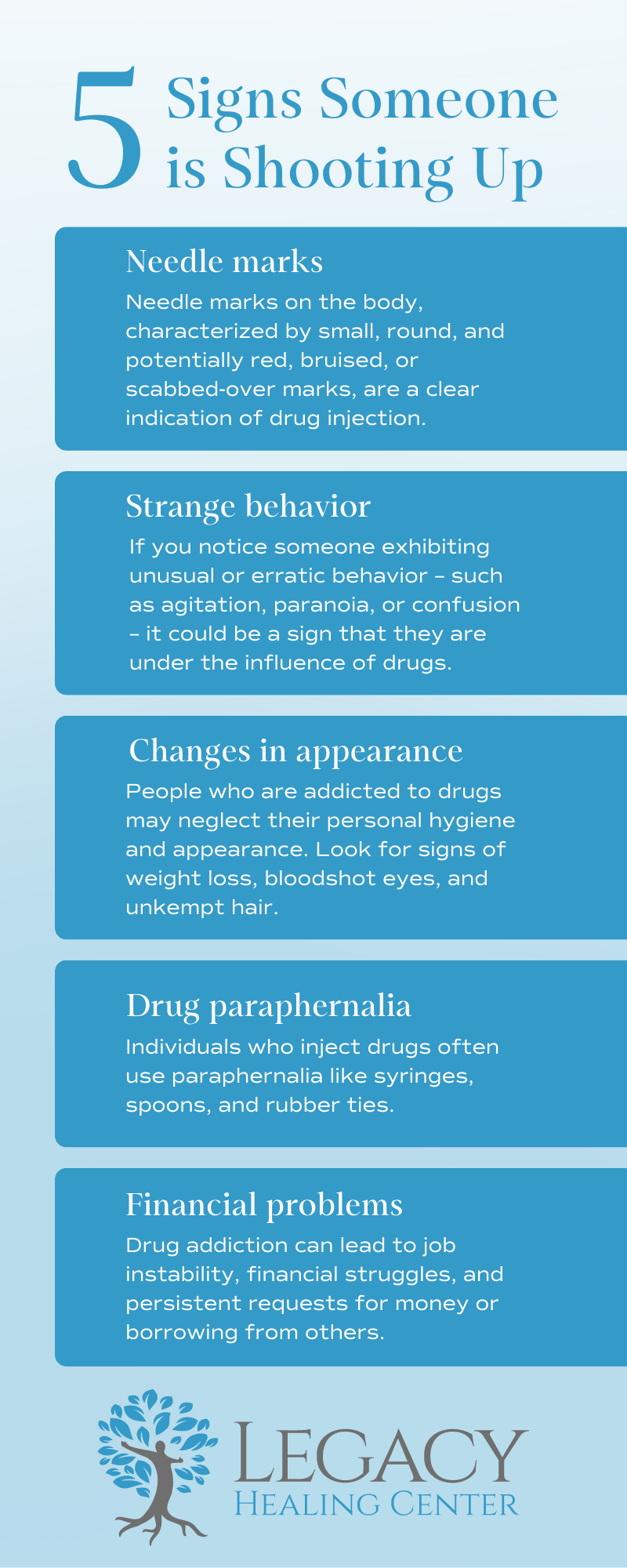 5 Signs Someone Is Shooting Up | Legacy Healing Center